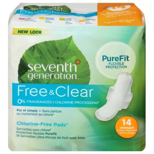 Seventh Generation Pads - Overnight - Ultra-Thin - With Wings - 14 ...